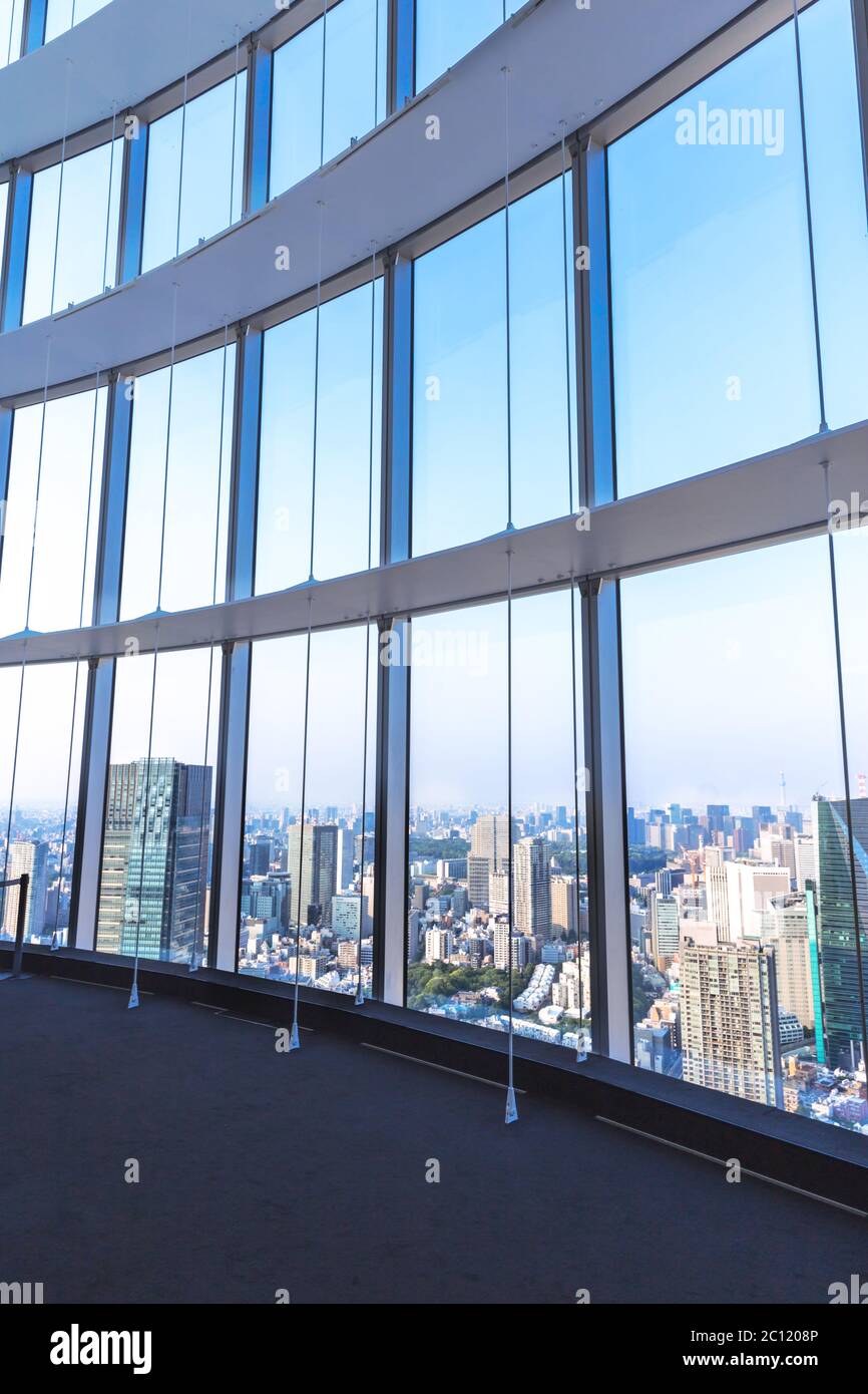 cityscape and skyline of tokyo from glass window Stock Photo - Alamy
