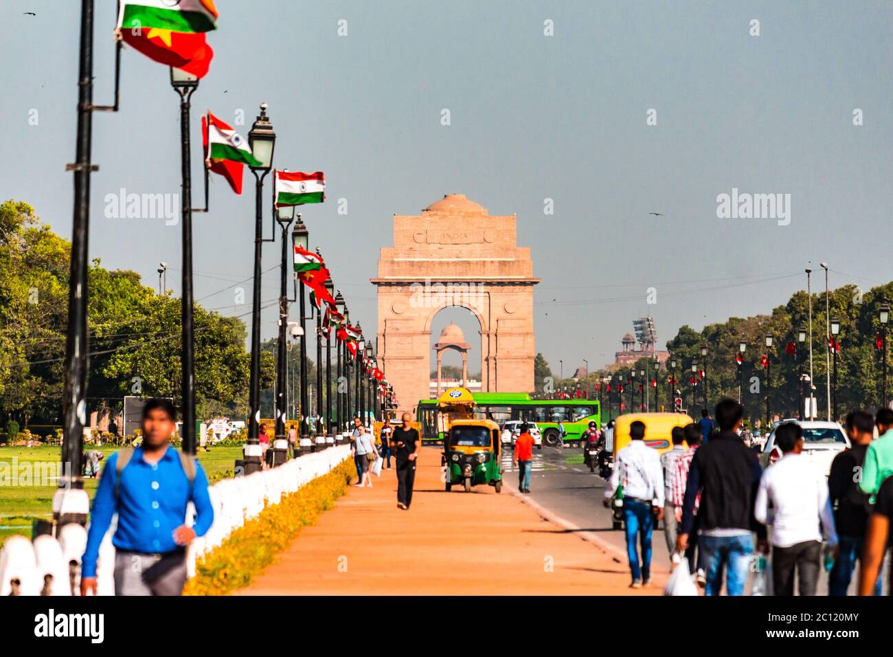Rajpath road from India Gate war memorial to Rashtrapati Bhavan. Most ...