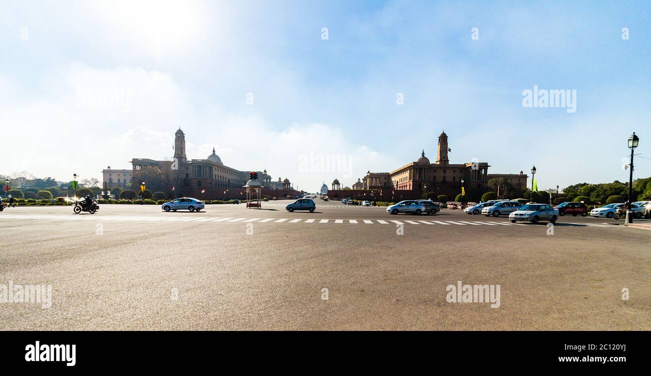 Rajpath road from India Gate war memorial to Rashtrapati Bhavan. Most ...