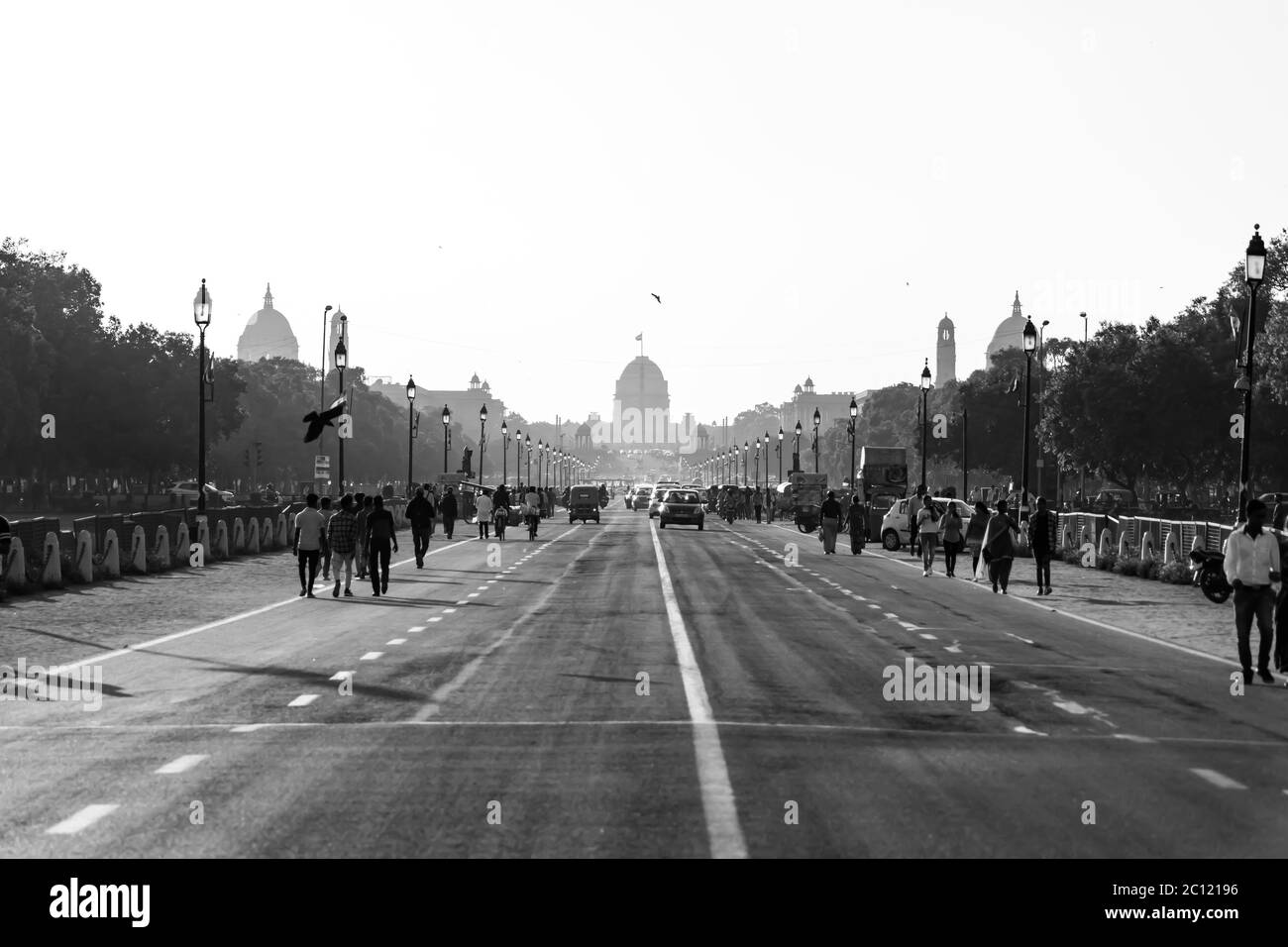 Rajpath road from India Gate war memorial to Rashtrapati Bhavan. Most ...