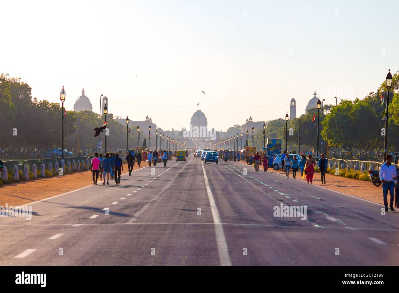 Rajpath road from India Gate war memorial to Rashtrapati Bhavan. Most ...