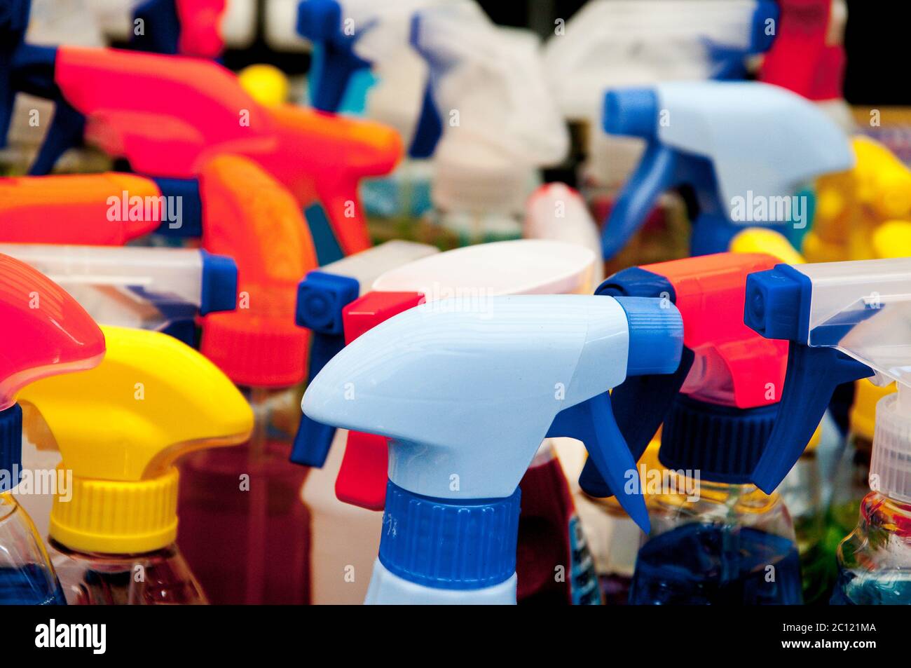 colorful plastic caps for detergents , shampoos and liquid soaps Stock ...