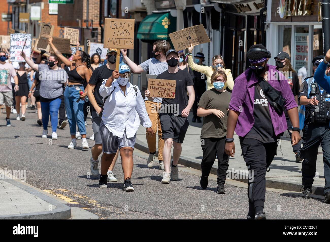 Chelmsford, Essex, UK. 13th June 2020. Thousands take part in the Black ...