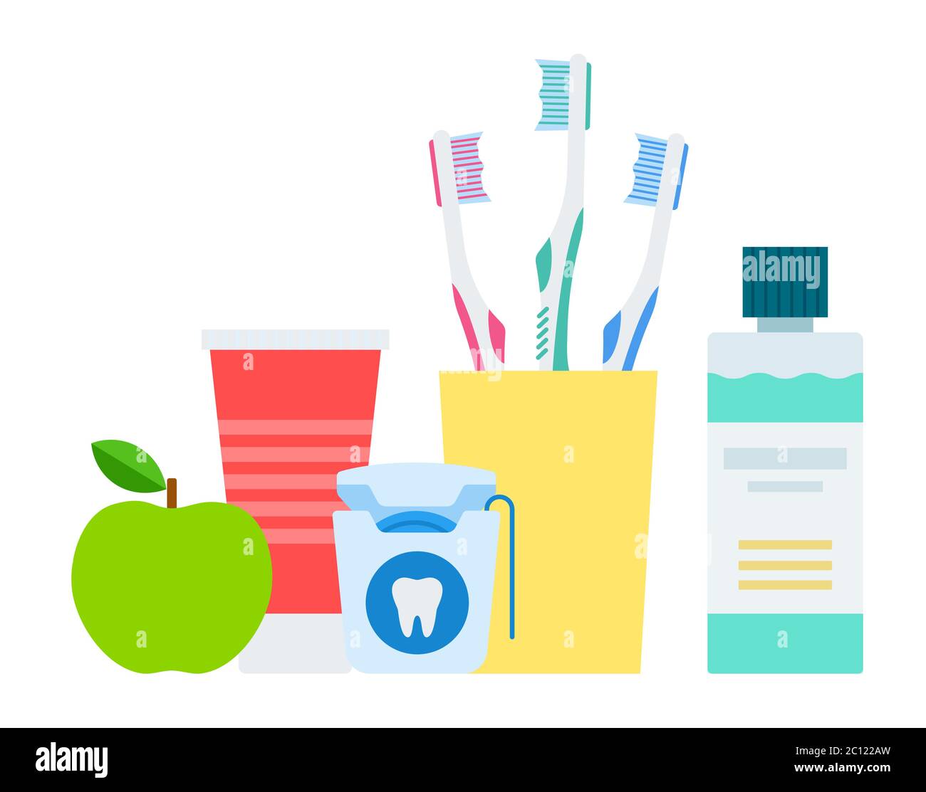 Tooth oral hygiene products Cut Out Stock Images & Pictures - Alamy