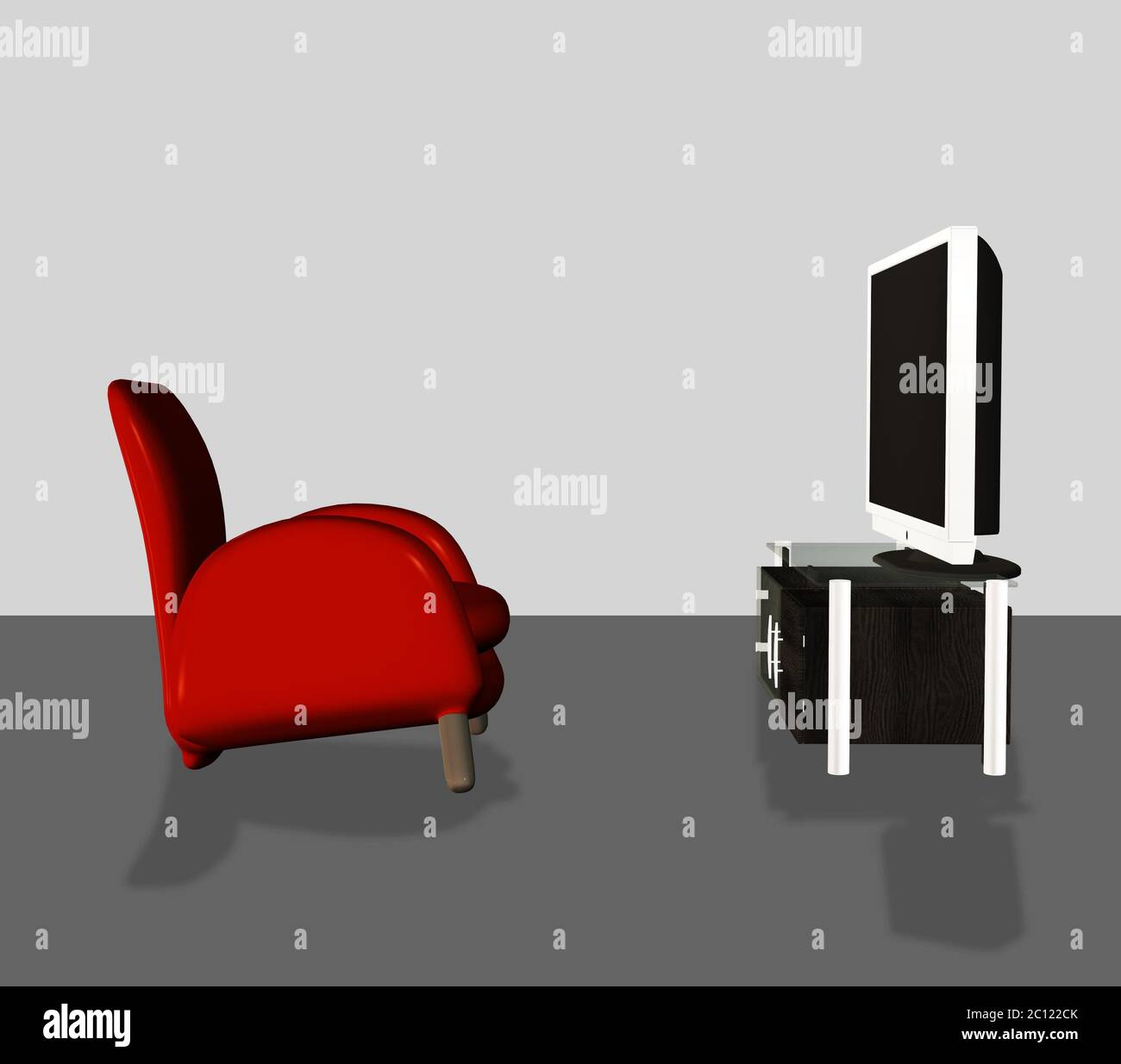 Digital rendered modern tv set with furniture 3d illustration Stock ...