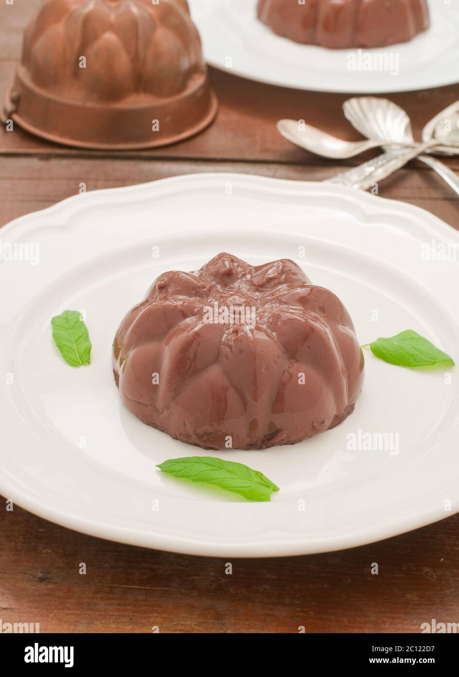 Chocolate pudding with ginger and mint Stock Photo - Alamy