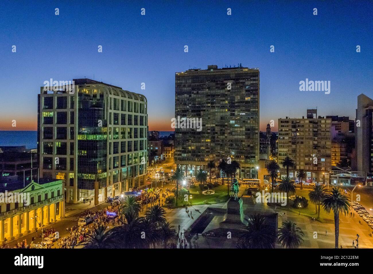 Night urban cityscape scene aerial view of independence square of ...