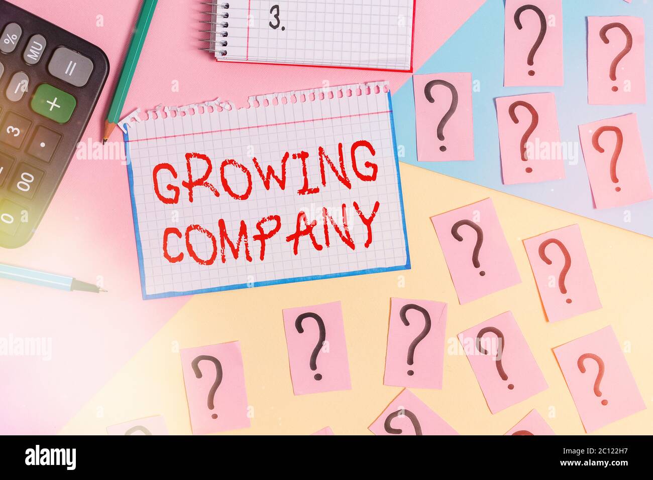 Writing note showing Growing Company. Business concept for a business ...