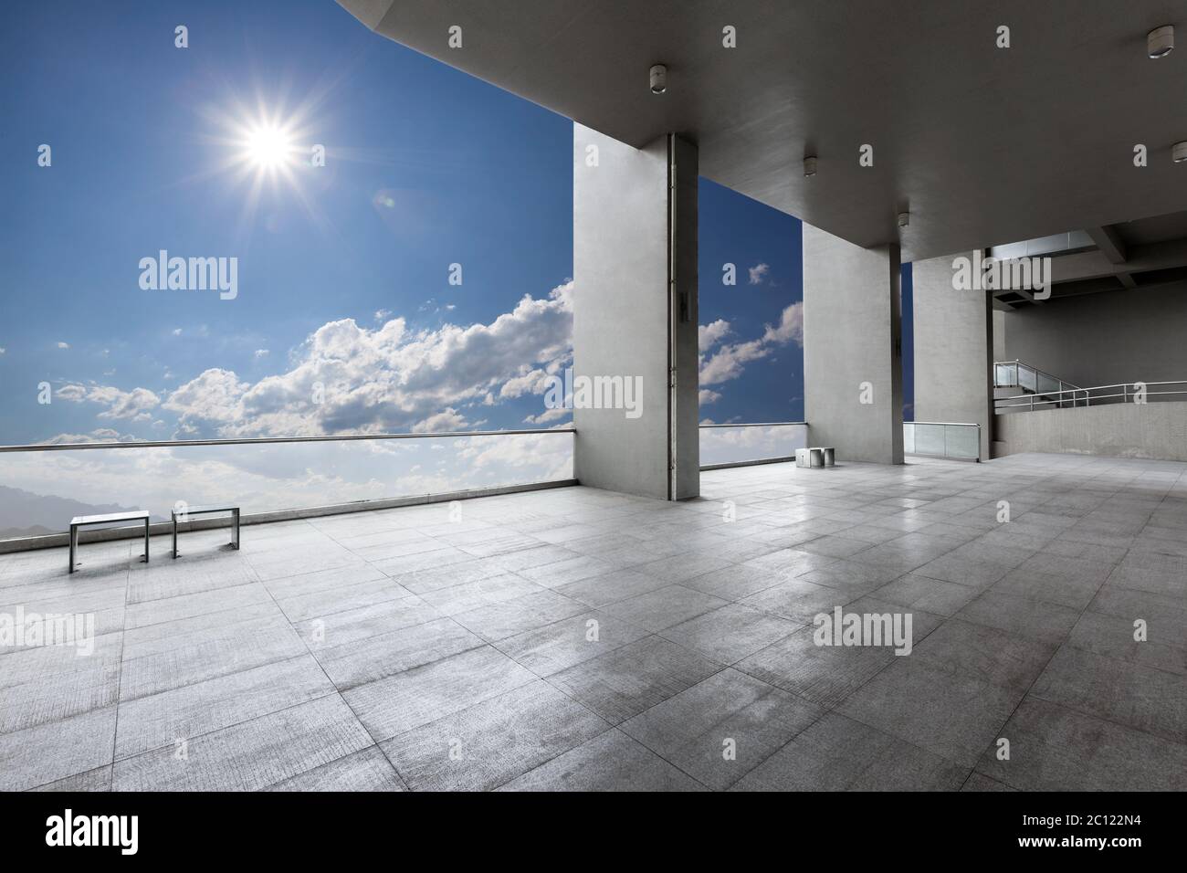 sun from empty brick floor Stock Photo - Alamy