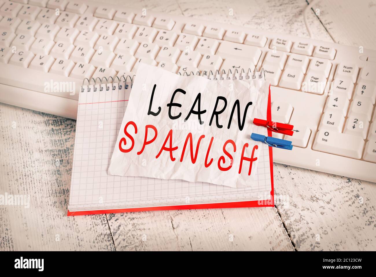 Handwriting text Learn Spanish. Conceptual photo to train writing and ...