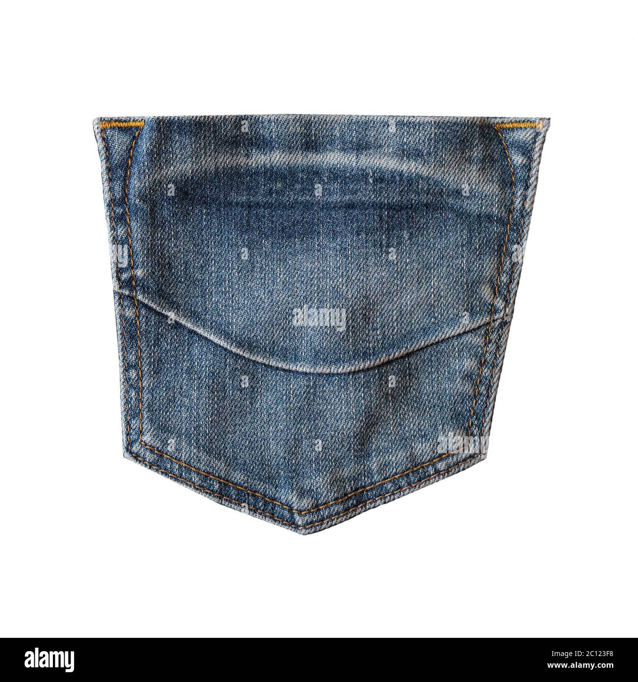 Blue jeans back pocket isolated on white background. Denim fashion ...