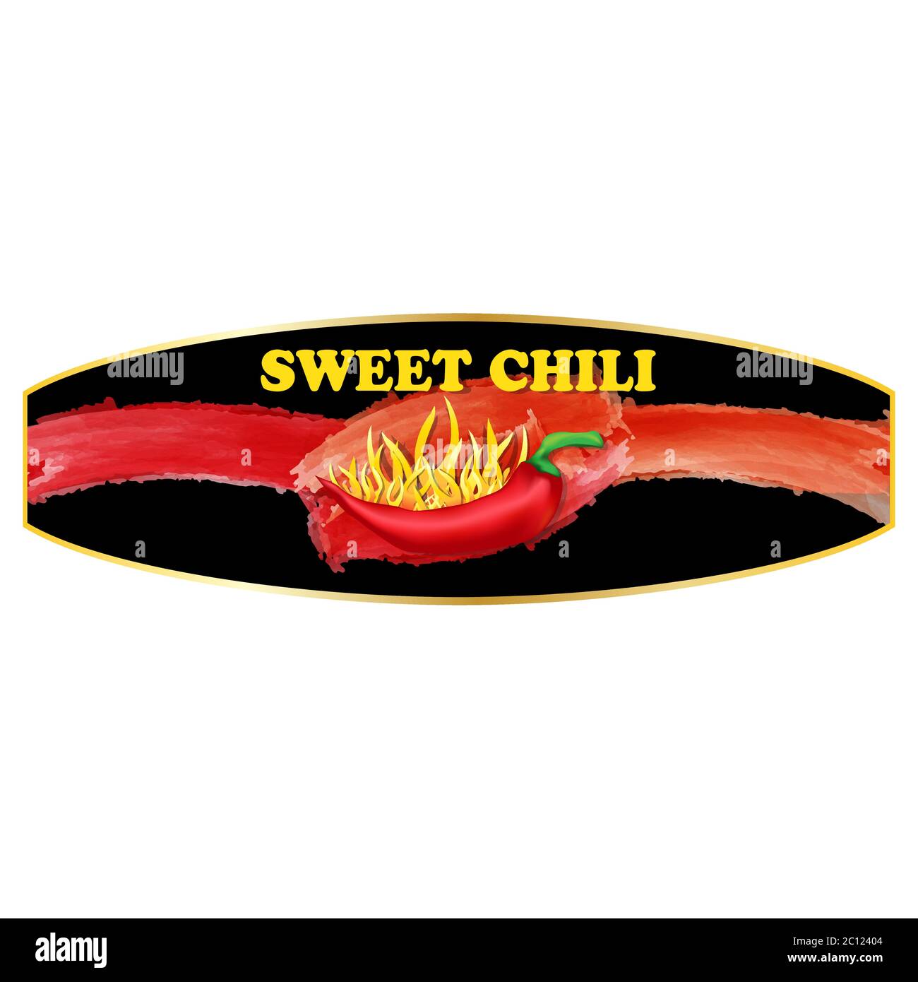 Sweet Chili Pepper sauce label design. Vector illustration Stock Vector ...