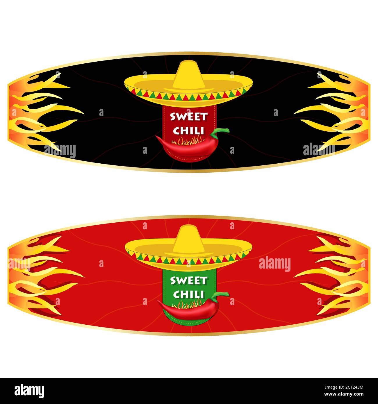 Sweet Chili Pepper sauce label design. Vector illustration Stock Vector ...