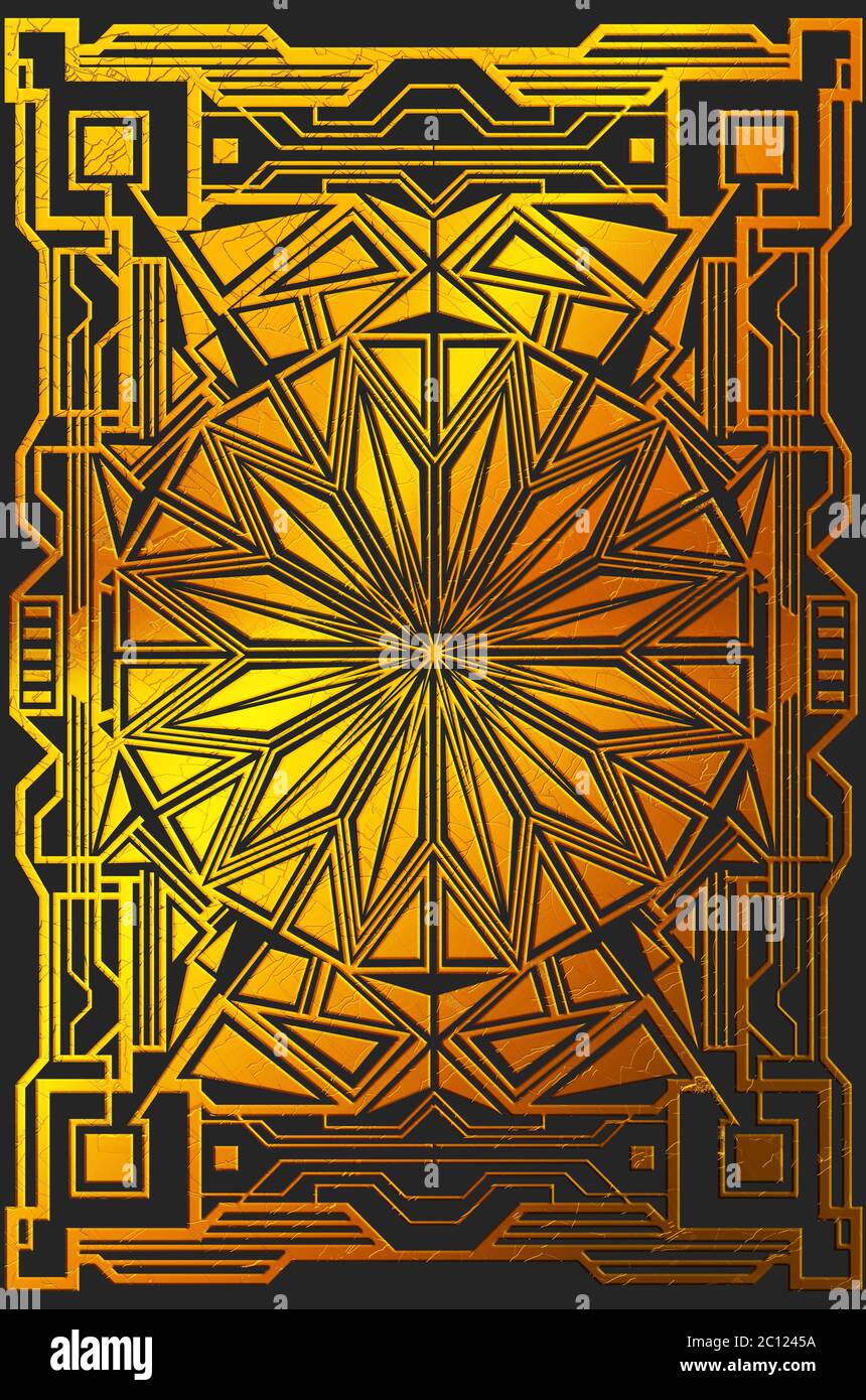 Decorative retro golden frame made of geometric elements, art deco ...