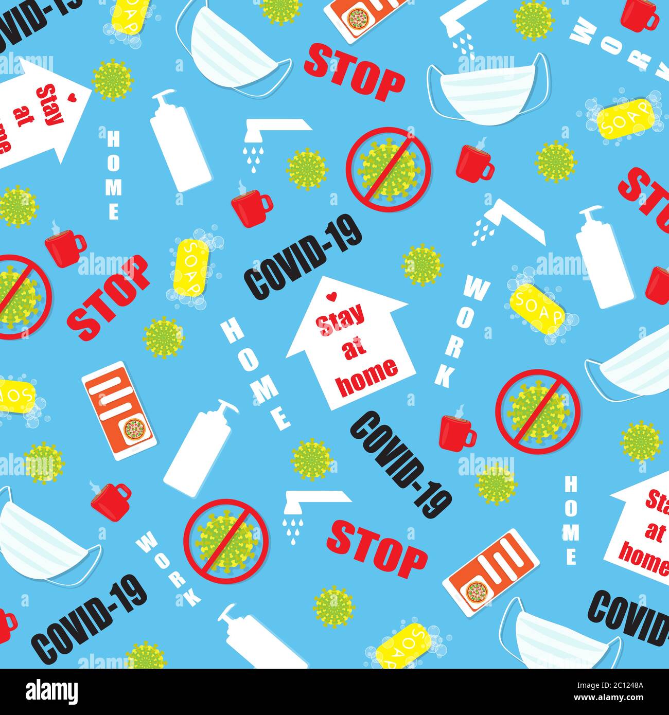 Coronavirus self quarantine vector concept pattern. Vector illustration ...