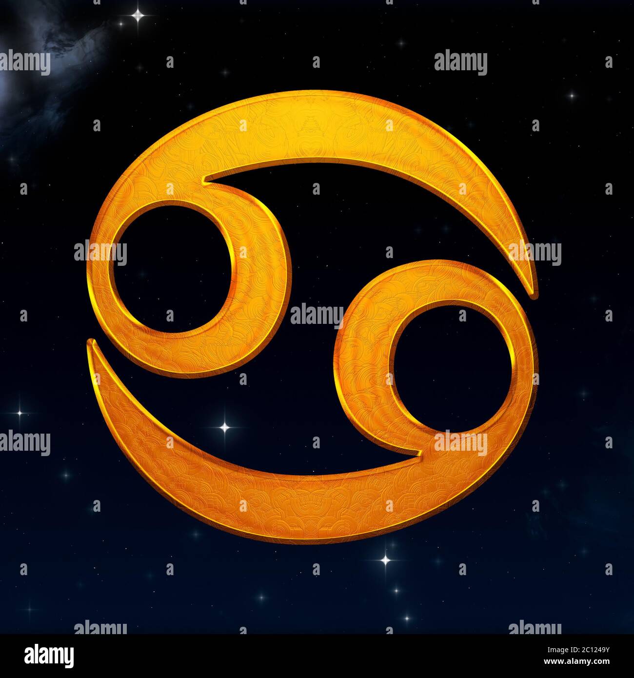 Decorative golden astrological zodiac symbol cancer illustration Stock ...