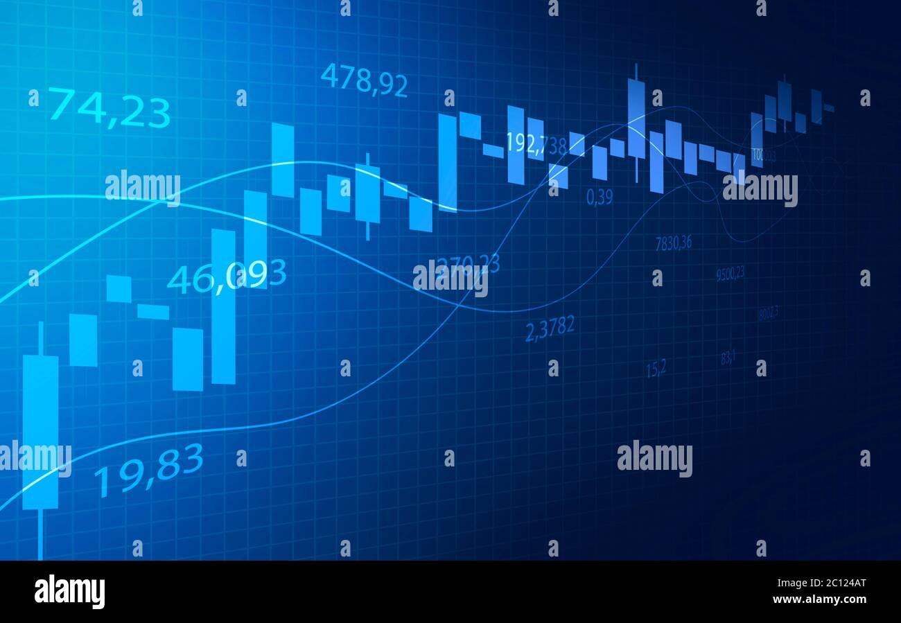 Graph Of Financial Growth With Rising Numbers Over Blue Background ...