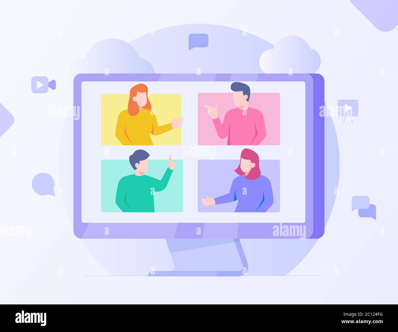 Business web meeting video conference woman and mans discussion ...