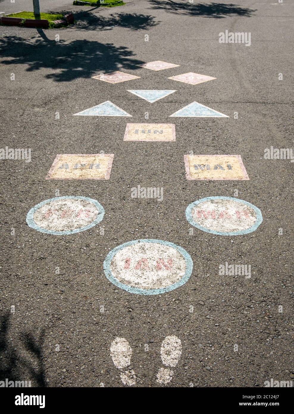 Kids game drawing on the pavement with the months of the year Stock ...