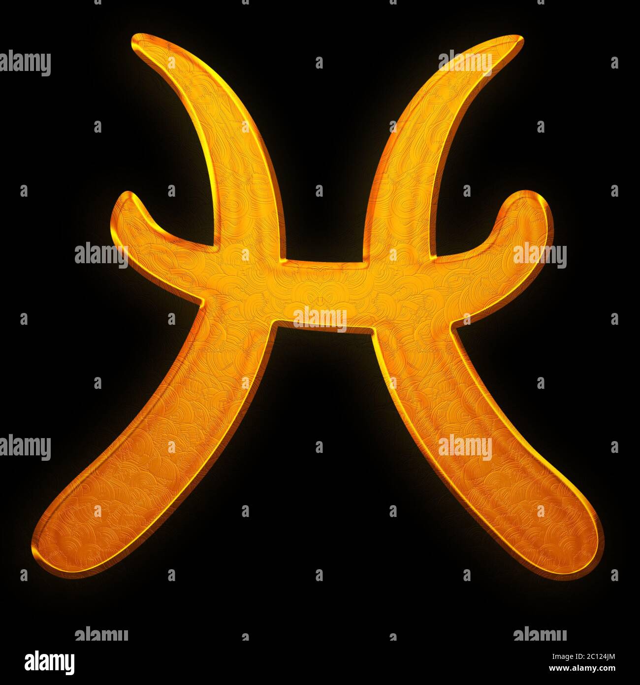 Decorative golden astrological zodiac symbol pisces illustration Stock ...