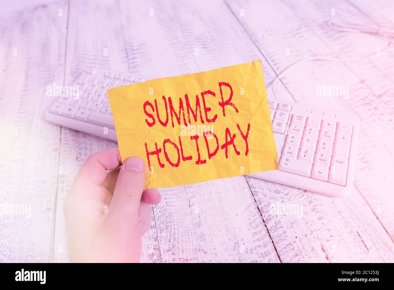 Text sign showing Summer Holiday. Business photo showcasing special ...