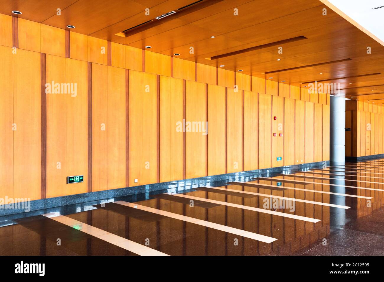 interior of corridor with wood wall Stock Photo - Alamy