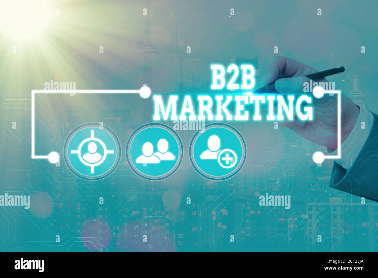 Text sign showing B2B Marketing. Business photo showcasing isometric ...