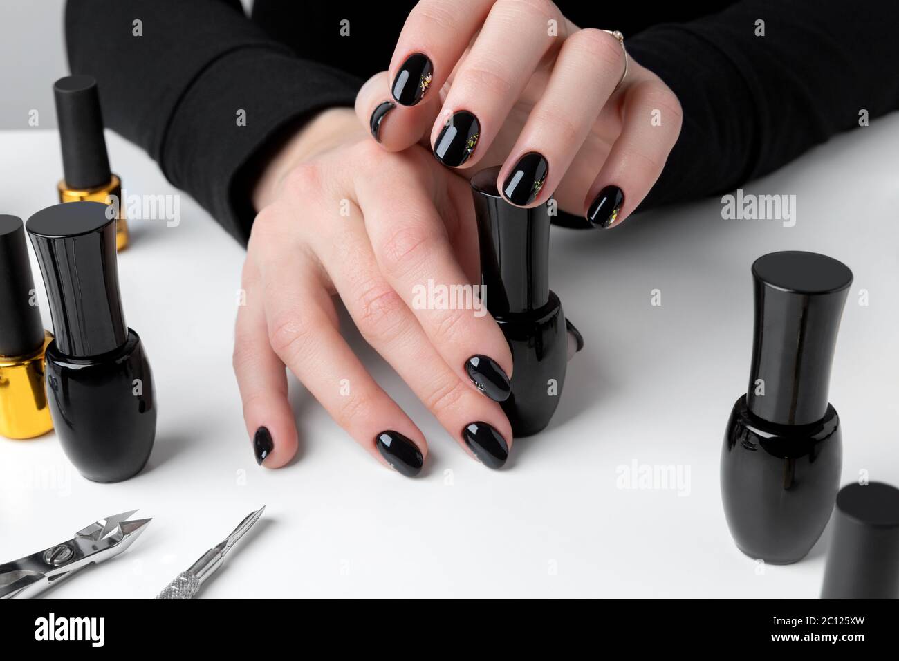 Master in process making manicure hi-res stock photography and images ...
