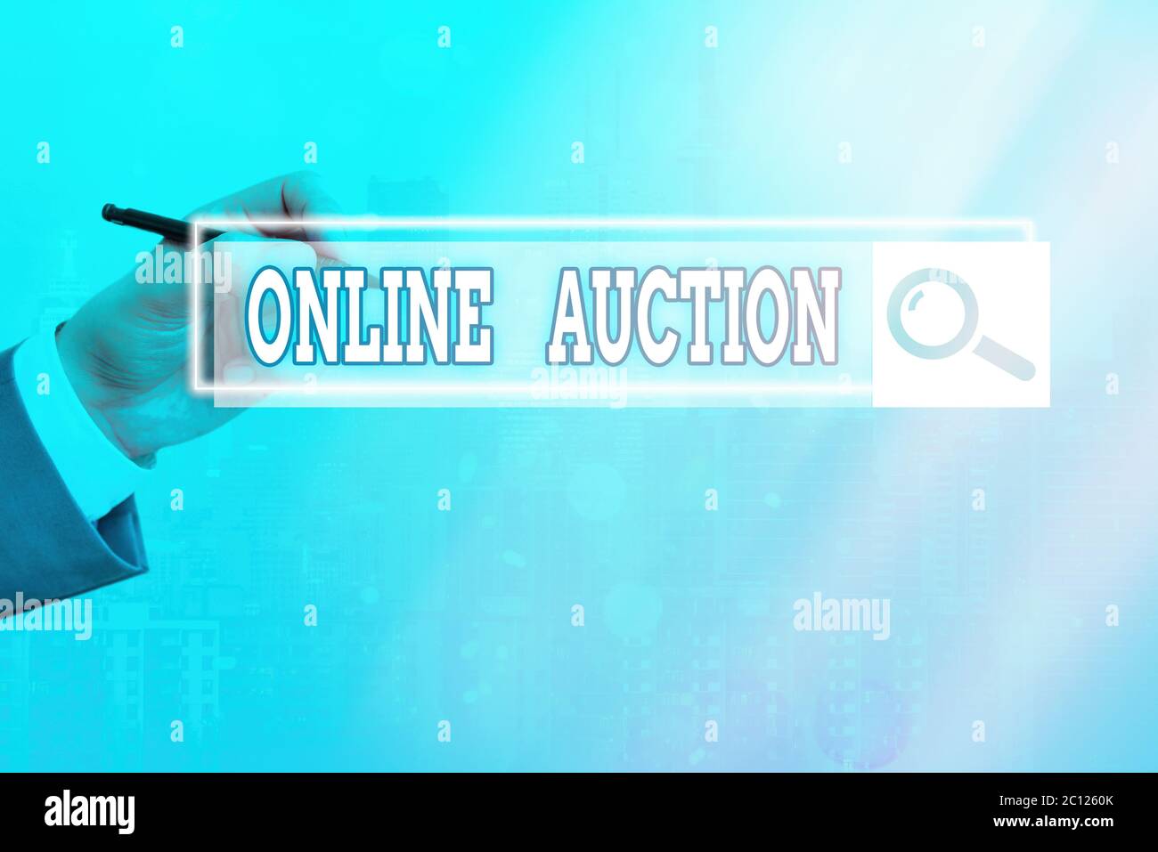 Text sign showing Online Auction. Business photo showcasing digitized ...