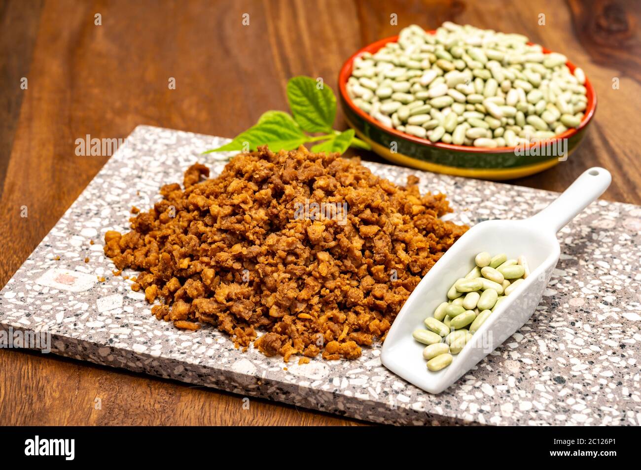 Source of fibre plant based vegan soya protein minced meat, meat free ...