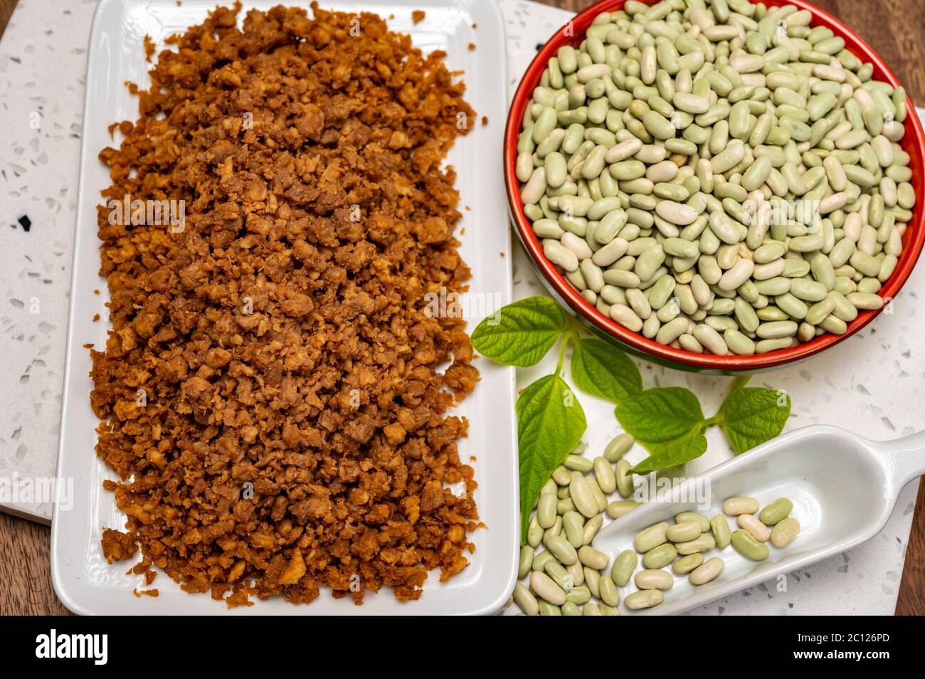 Source of fibre plant based vegan soya protein minced meat, meat free ...