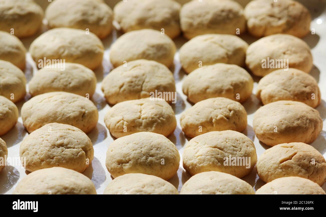 preparation of tasty homemade shortbread on sheet Stock Photo - Alamy