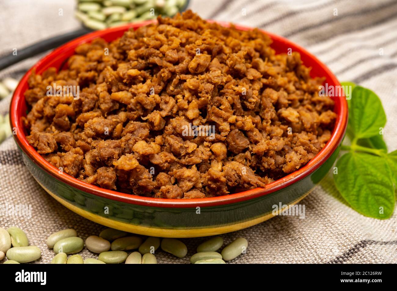 Source of fibre plant based vegan soya protein minced meat, meat free ...