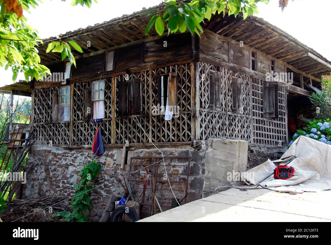 TRABZON, TURKEY - JUNE 28, 2008: Yeniay Village, Historical building ...