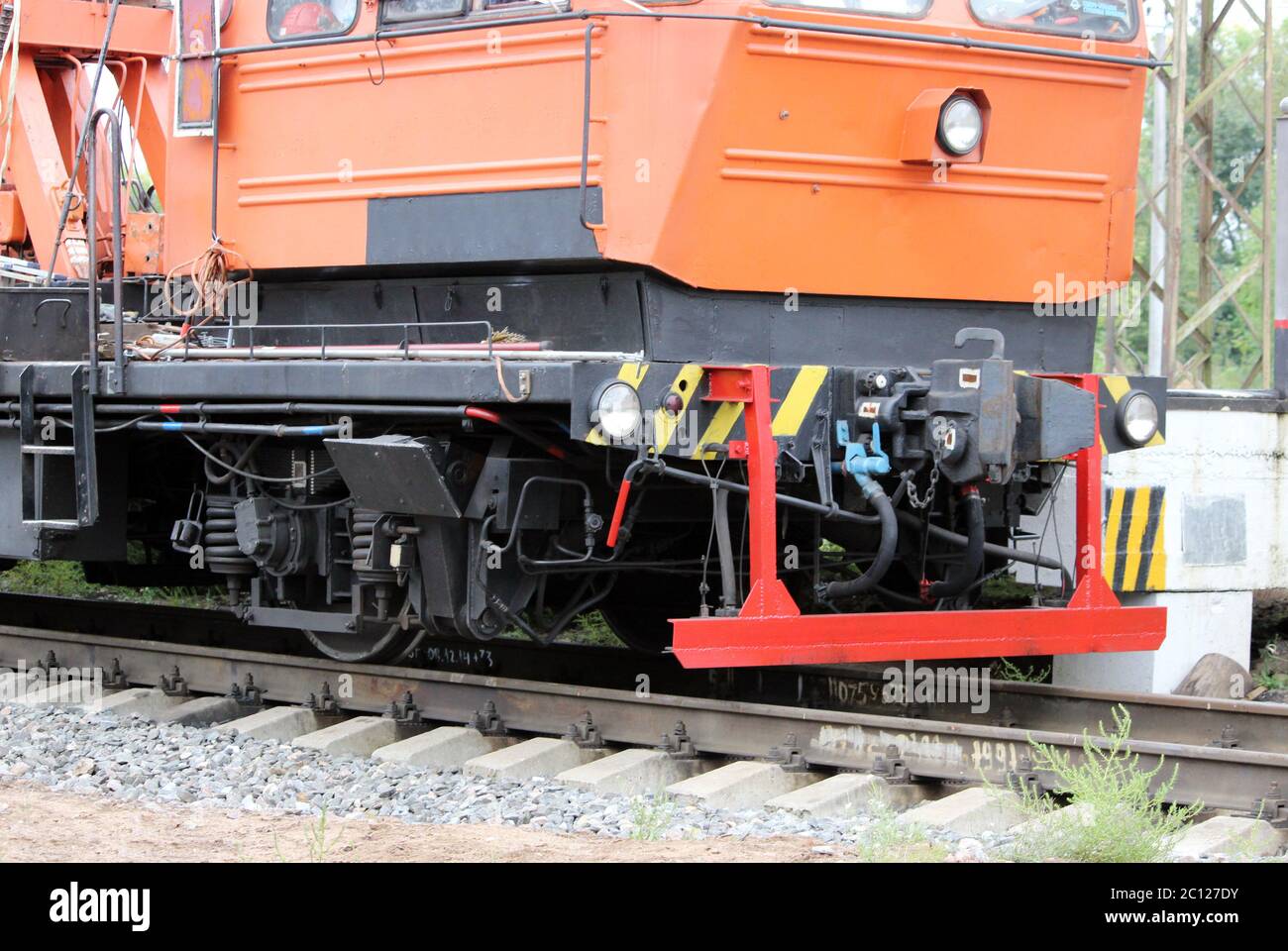 Railcar for maintenance of the railway and security checks Stock Photo ...