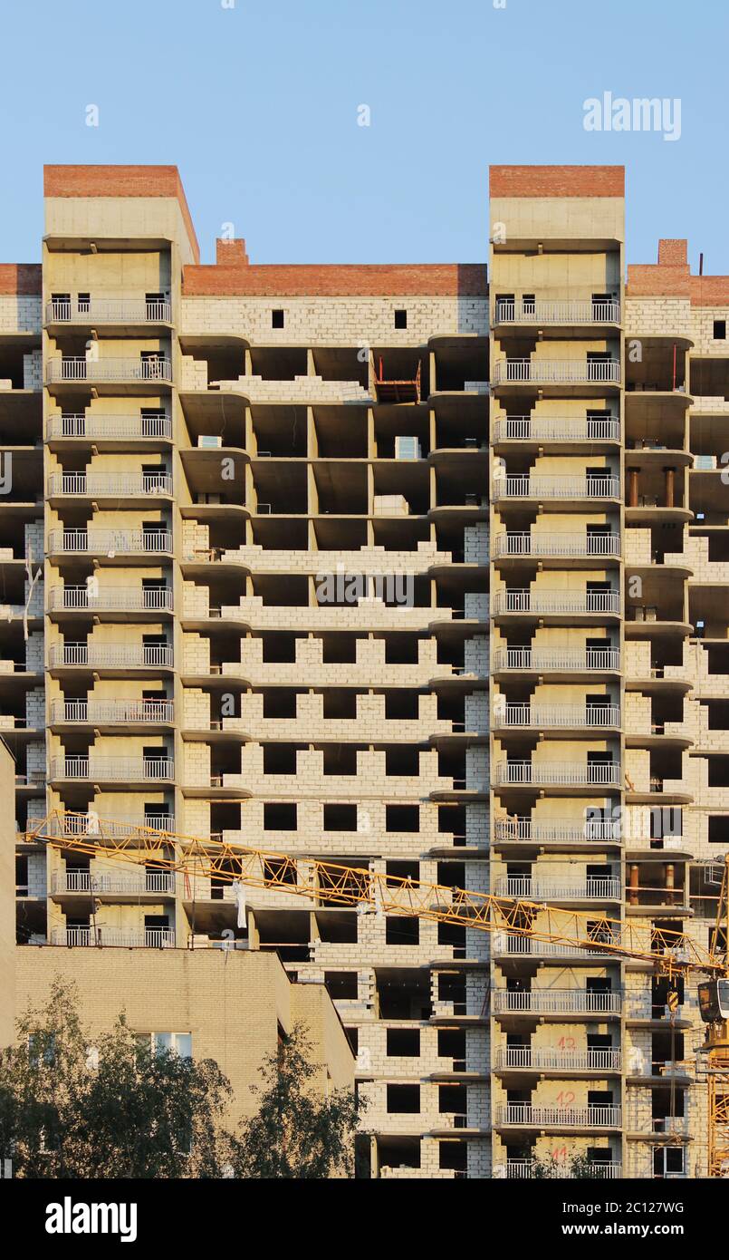 window in a newly built house. wall structure with insulated non ...