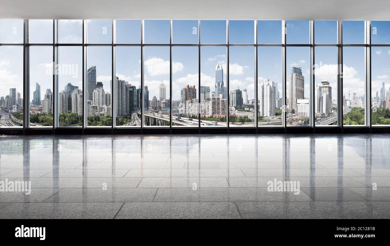 cityscape and skyline of shanghai from glass window Stock Photo - Alamy