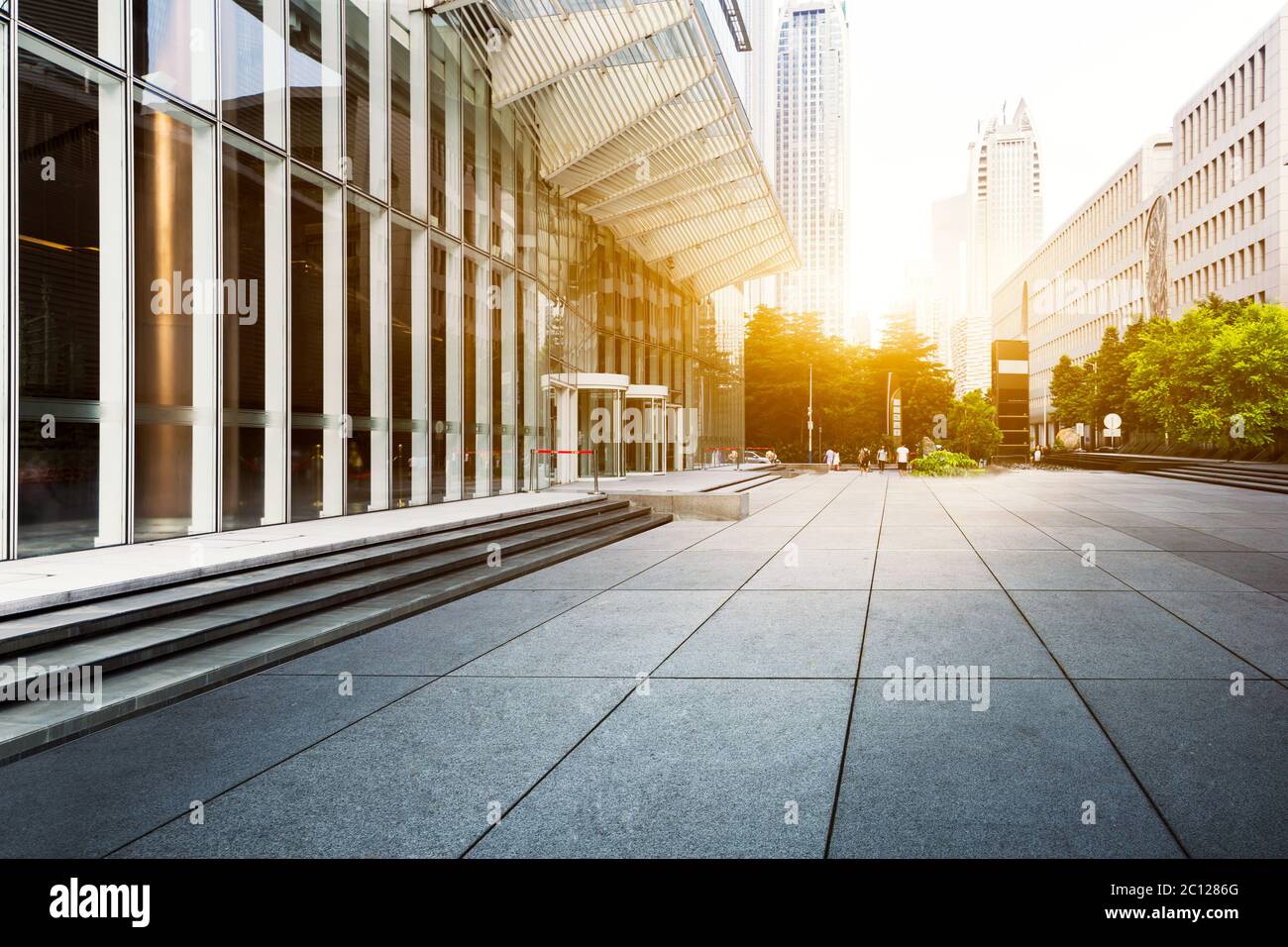 modern office building in shanghai from empty footpath Stock Photo - Alamy