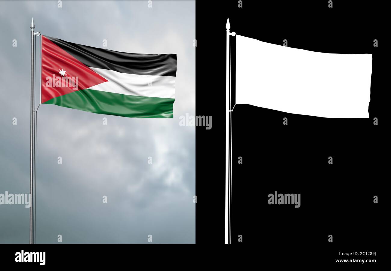 3d illustration of the state flag of the Hashemite Kingdom of Jordan ...