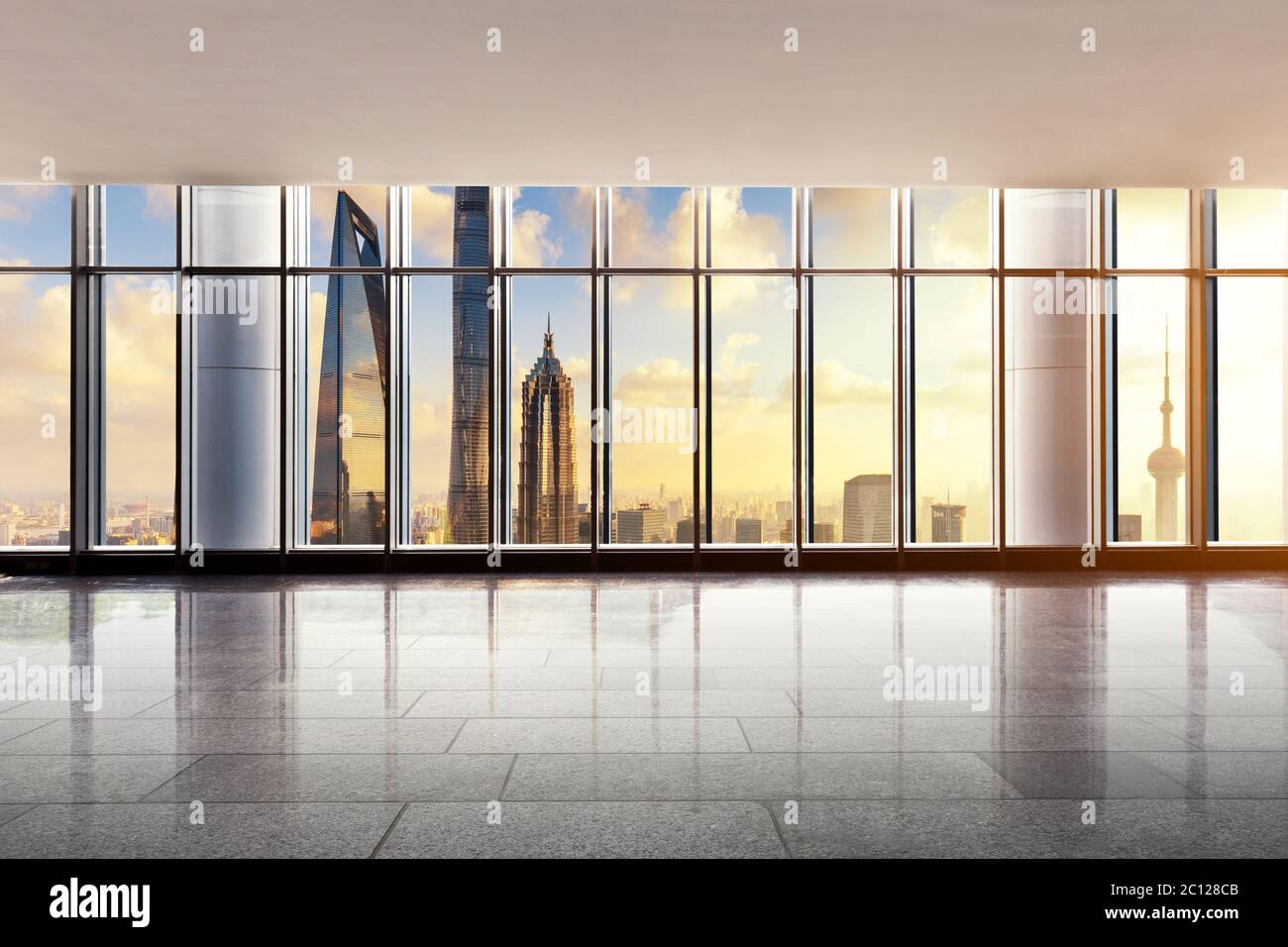 cityscape and skyline of shanghai from glass window Stock Photo - Alamy