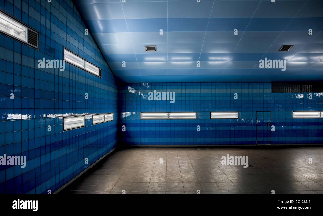 Blue Railway Station Stock Photo - Alamy