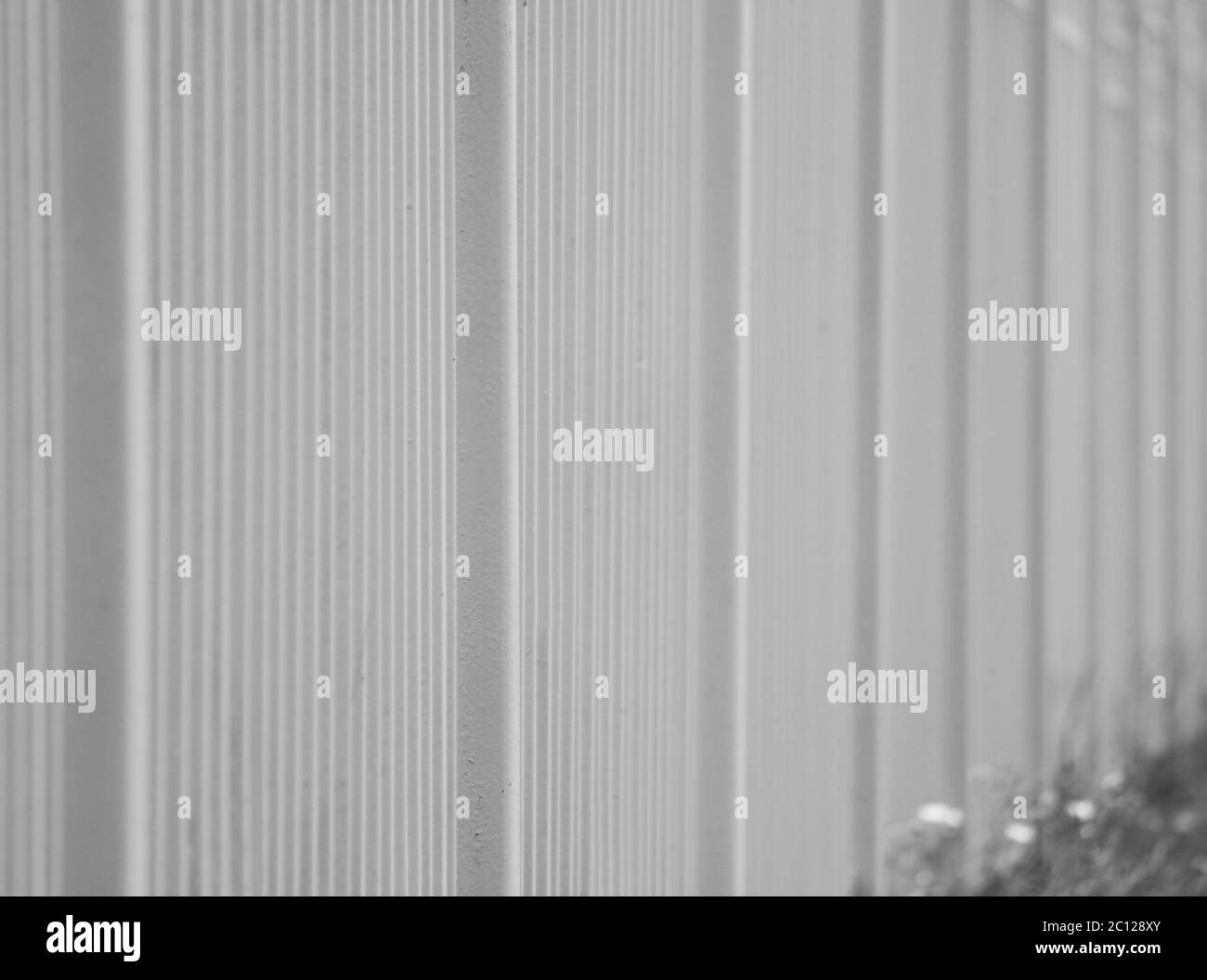 gray metal fence in the long run as a background and green leaf Stock ...