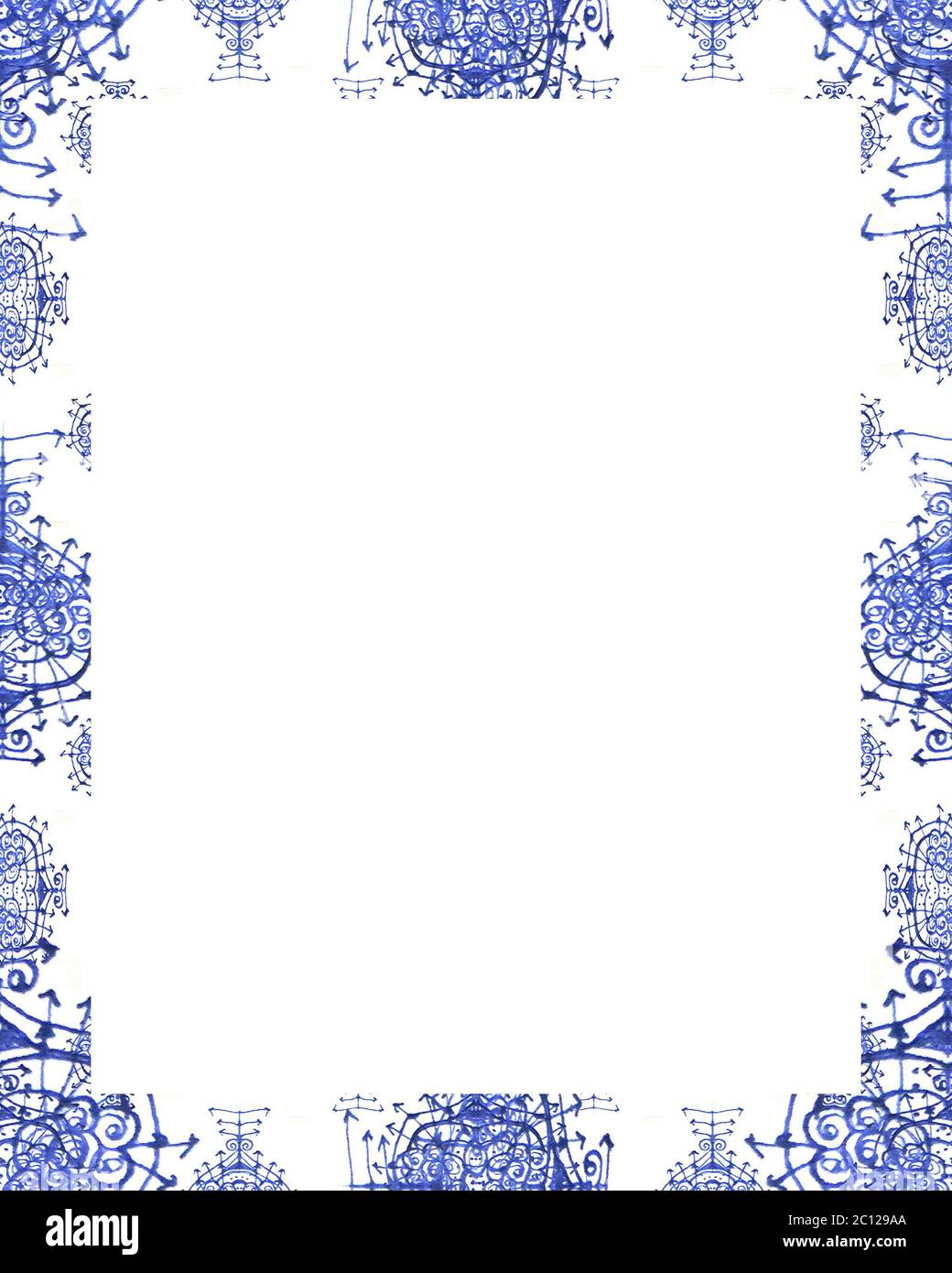 White Frame with Decorated Tribal Design Borders Stock Photo - Alamy