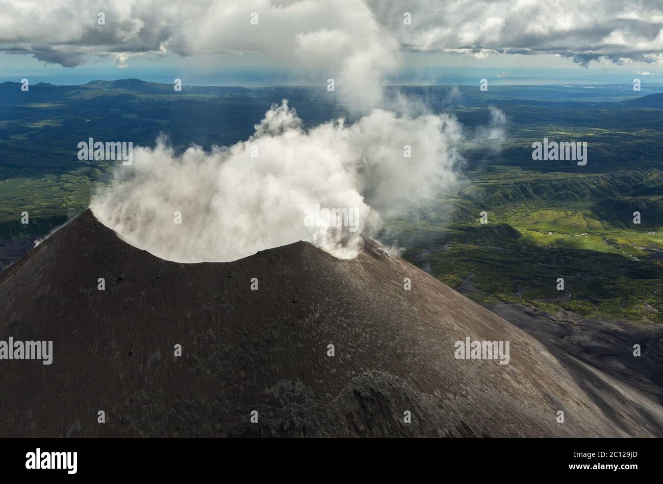Karymsky is an active stratovolcano. Kronotsky Nature Reserve on ...