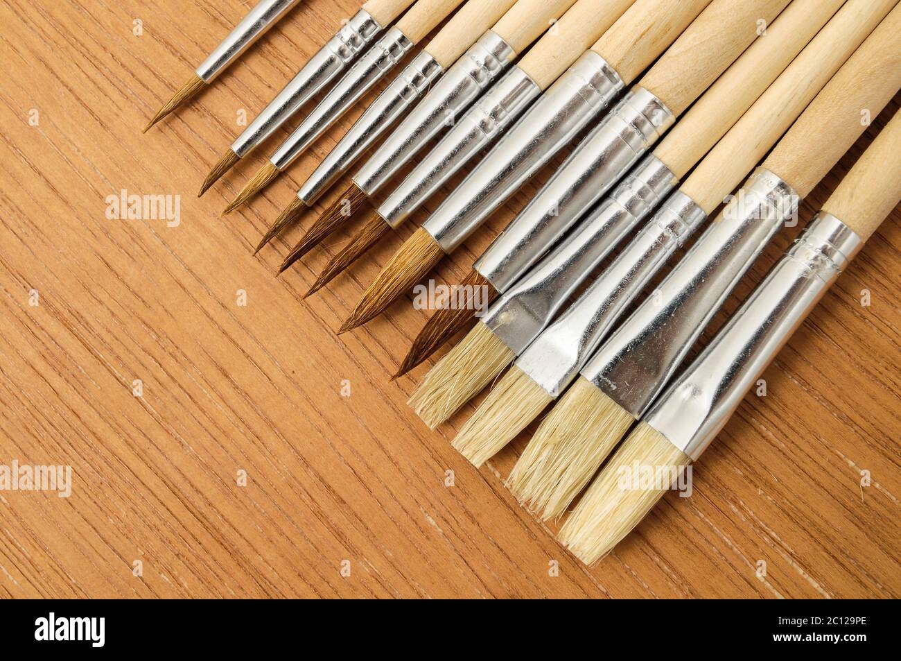 New Wooden Different Paintbrush Texture Stock Photo - Alamy