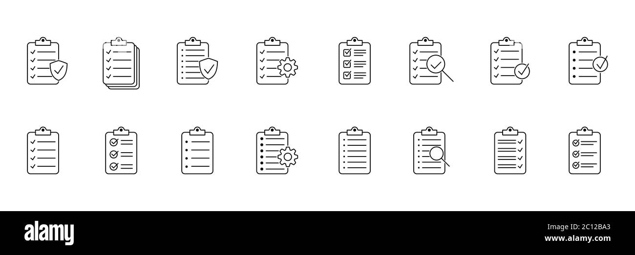 Set of clipboard with checklist icons, symbol for web site and app ...