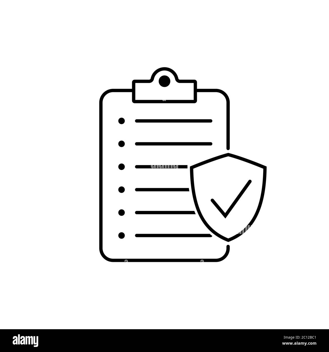 Clipboard with checklist and shield icon, Insurance policy icon, symbol ...