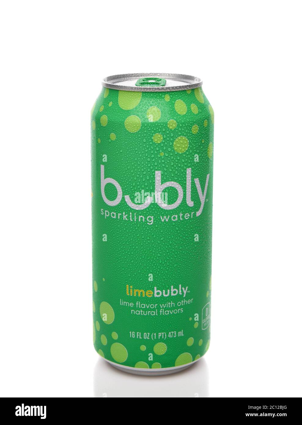 IRVINE, CALIFORNIA - 10 APRIL 2020: A can of Bubly Lime Sparkling Water ...