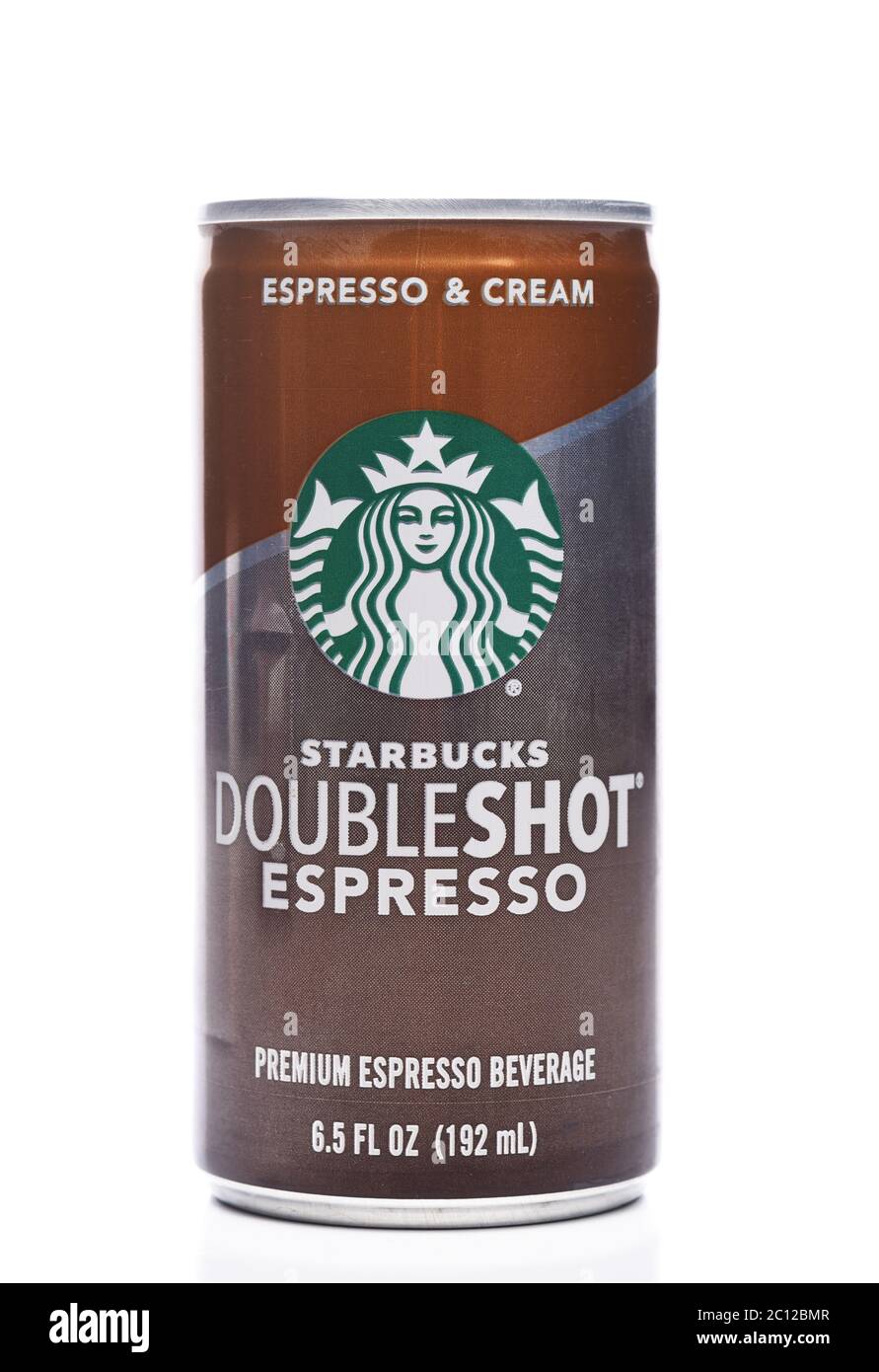 IRVINE, CALIFORNIA - 25 MAY 2020: A can of Starbucks DoubleShot ...
