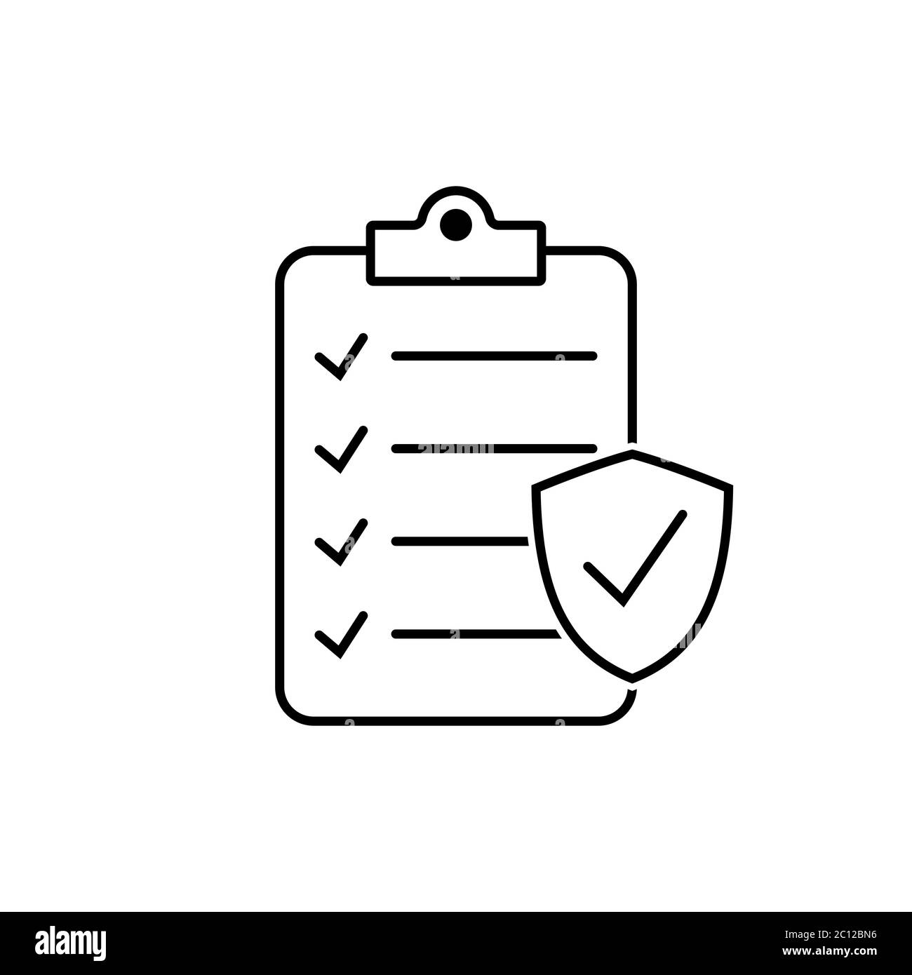 Clipboard with checklist and shield icon, Insurance policy icon, symbol ...